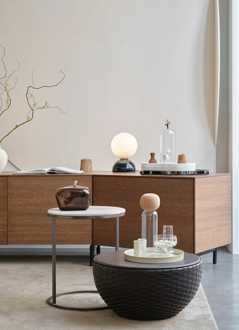 Meridiani's Hand-Woven Leather Low Tables Add Geometric Bliss