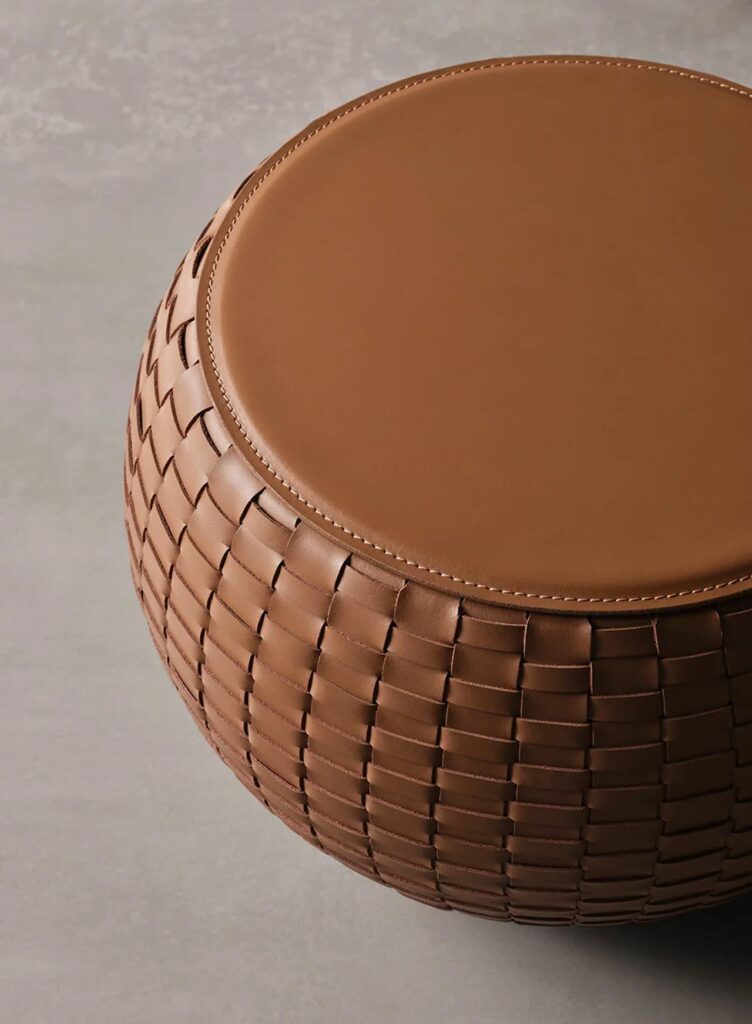 Meridiani's Hand-Woven Leather Low Tables Add Geometric Bliss