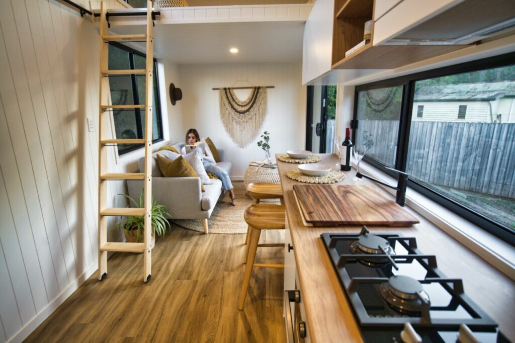 Granite Bay Tiny House Sleeps Four in Dual-Loft Layout