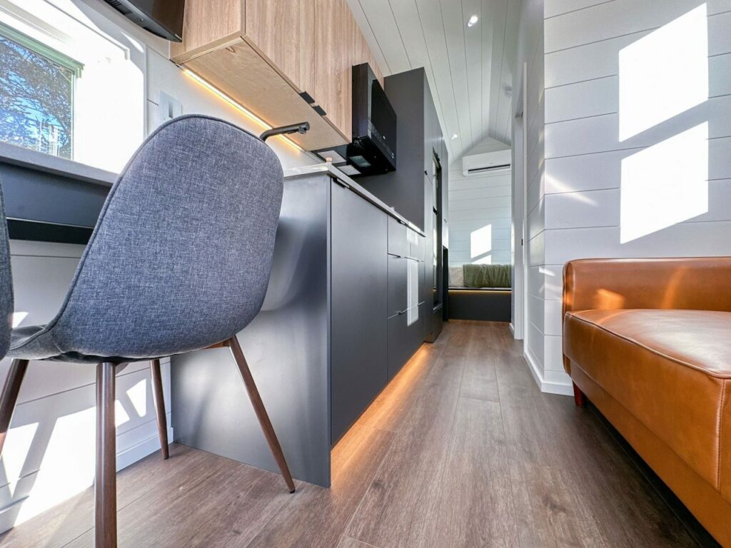 Jojo Bean Tiny House has Ground Floor Bedroom in Clever Layout