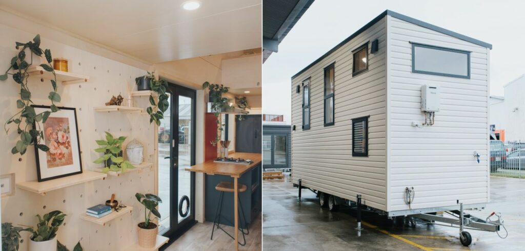 River Bank Tiny Home has Lofts for Office & Bedroom With Skylight