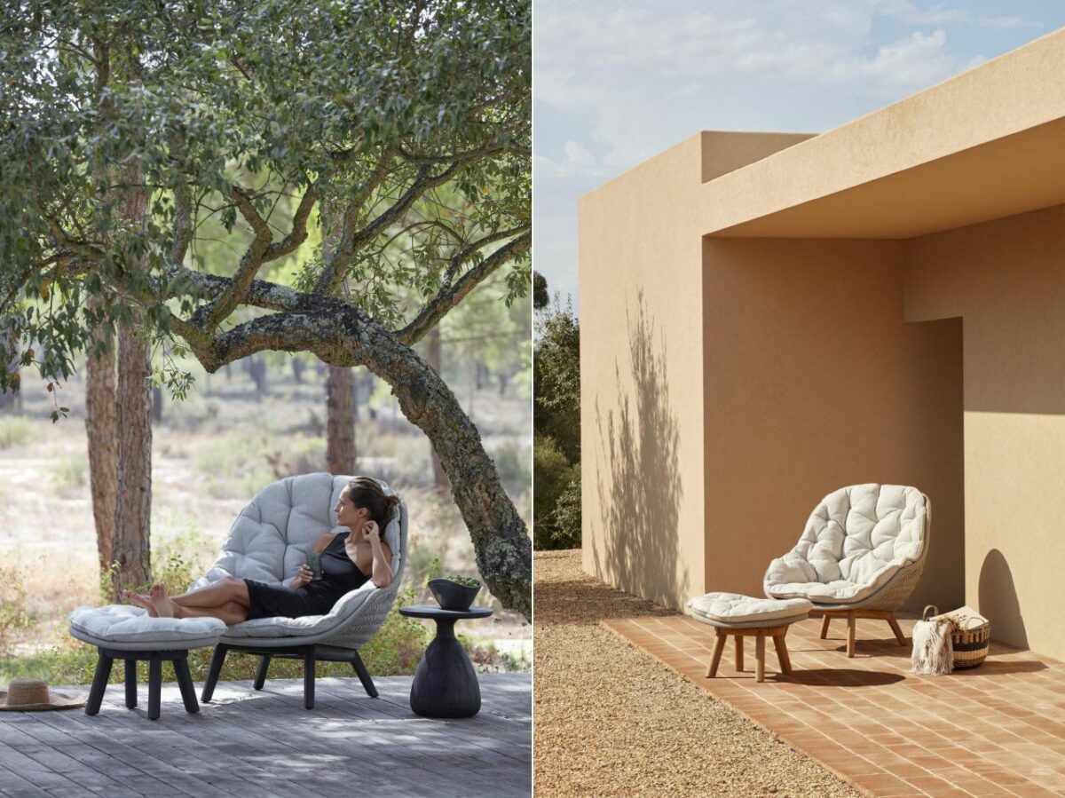 Outdoor Lounge Chair Upholstered in Quick-Dry, UV-Treated Fabric