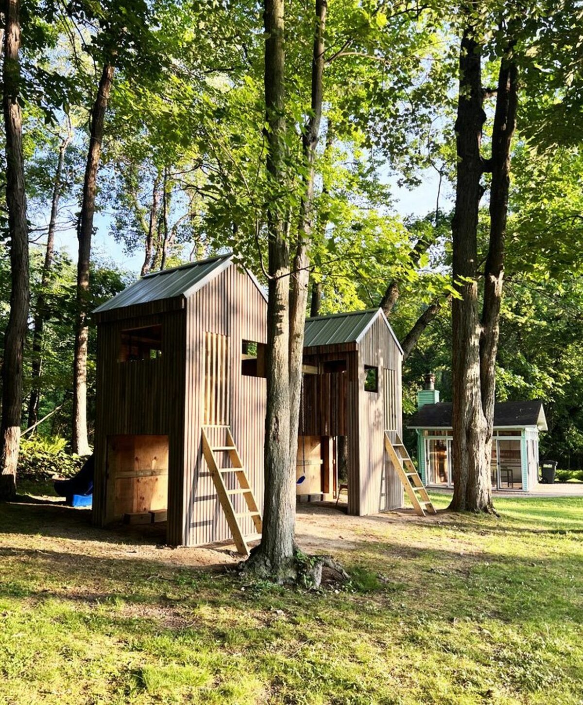 Sustainable Twin Treehouses are Conjoined for Work and Play