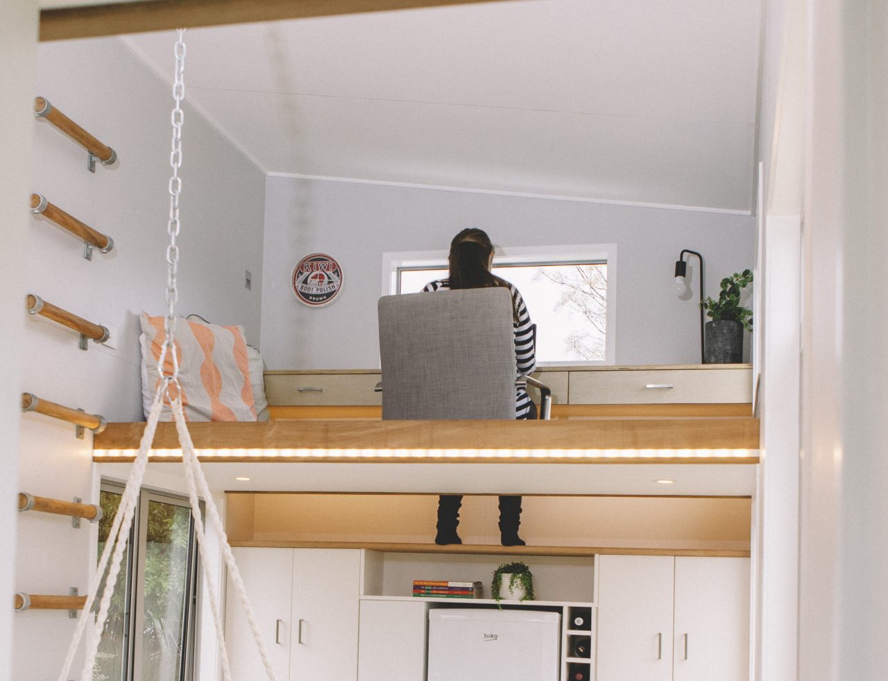 Millennial Tiny House has Underfloor Storage, Retractable Stairs