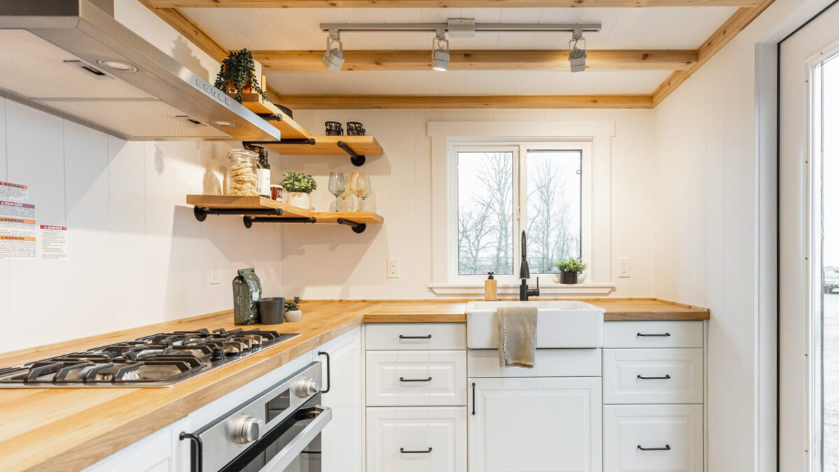 Calliope Tiny House has 3 Bedrooms, L-Kitchen, & Spacious Bath