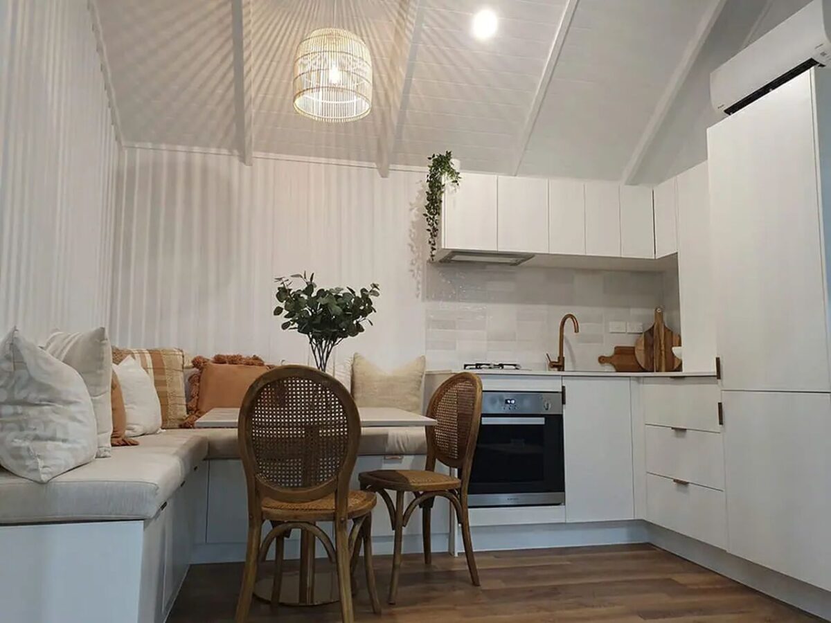 Single-Level Eden Tiny House Features Sliding Glass Doors