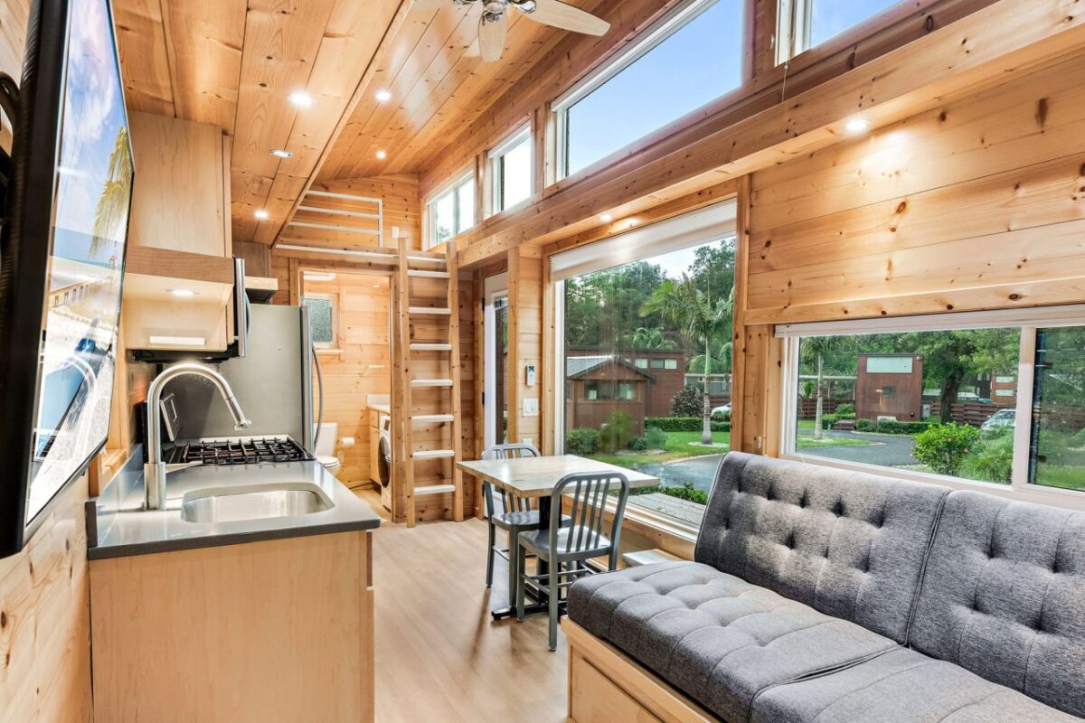 $98K Escape Traveler XL Tiny House Sleeps Eight in Well-lit Space