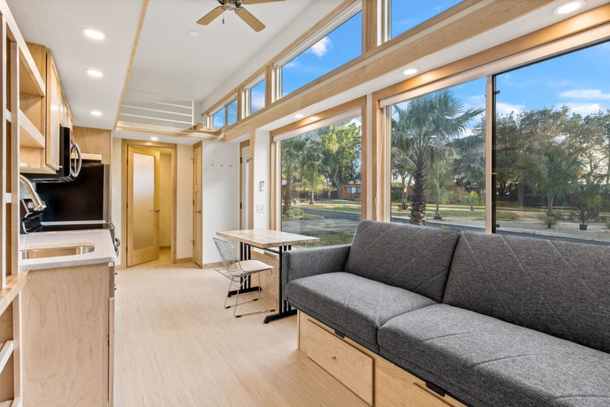 $98K Escape Traveler XL Tiny House Sleeps Eight in Well-lit Space