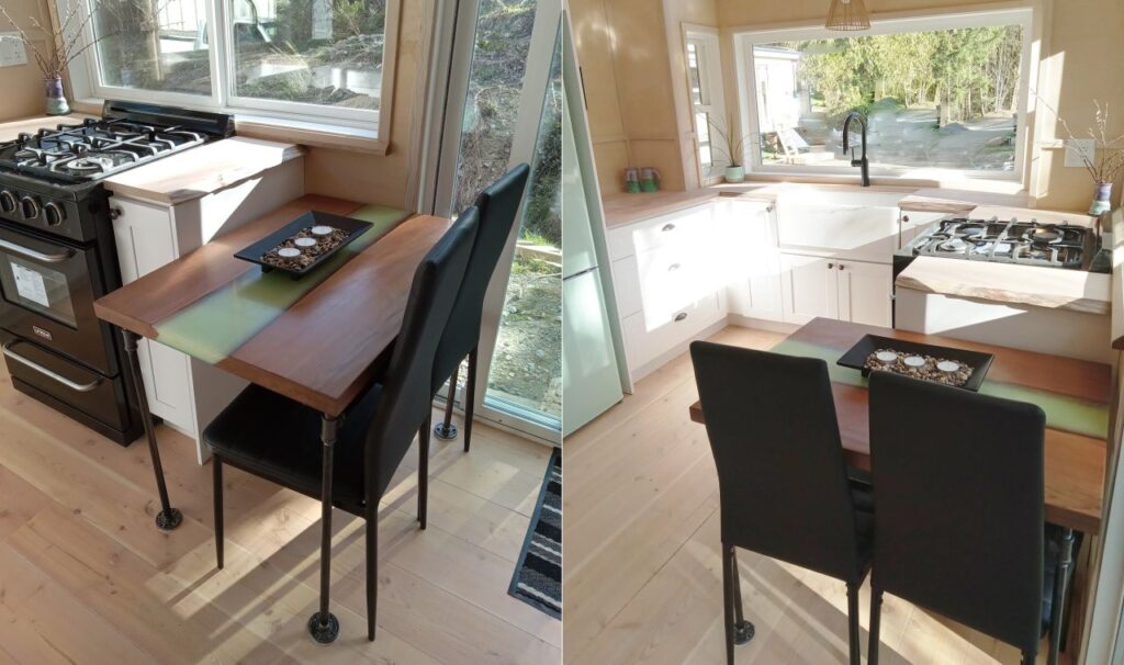 Grand Gable Tiny House Has a River Table in its Gourmet Kitchen