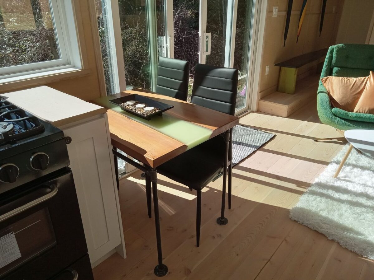 Grand Gable Tiny House Has a River Table in its Gourmet Kitchen