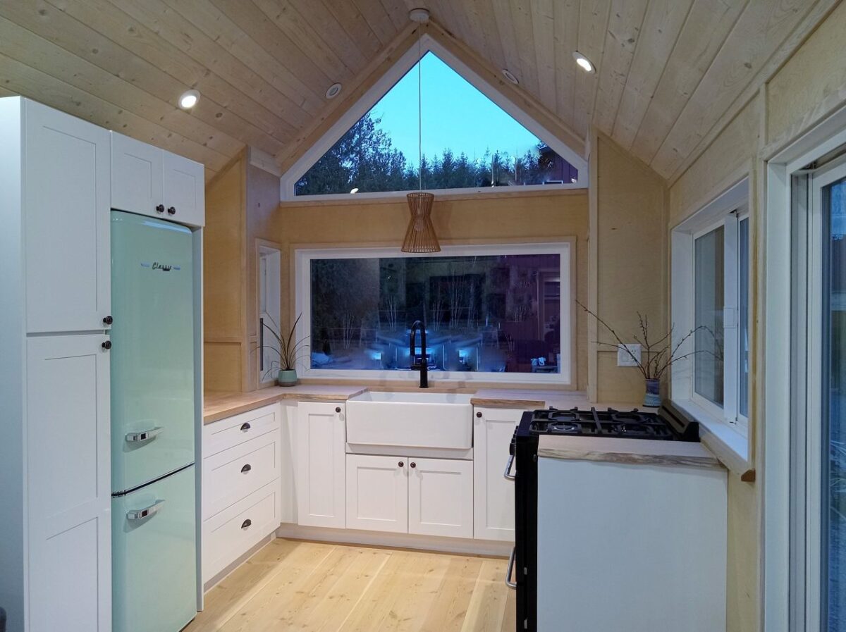 Grand Gable Tiny House Has a River Table in its Gourmet Kitchen