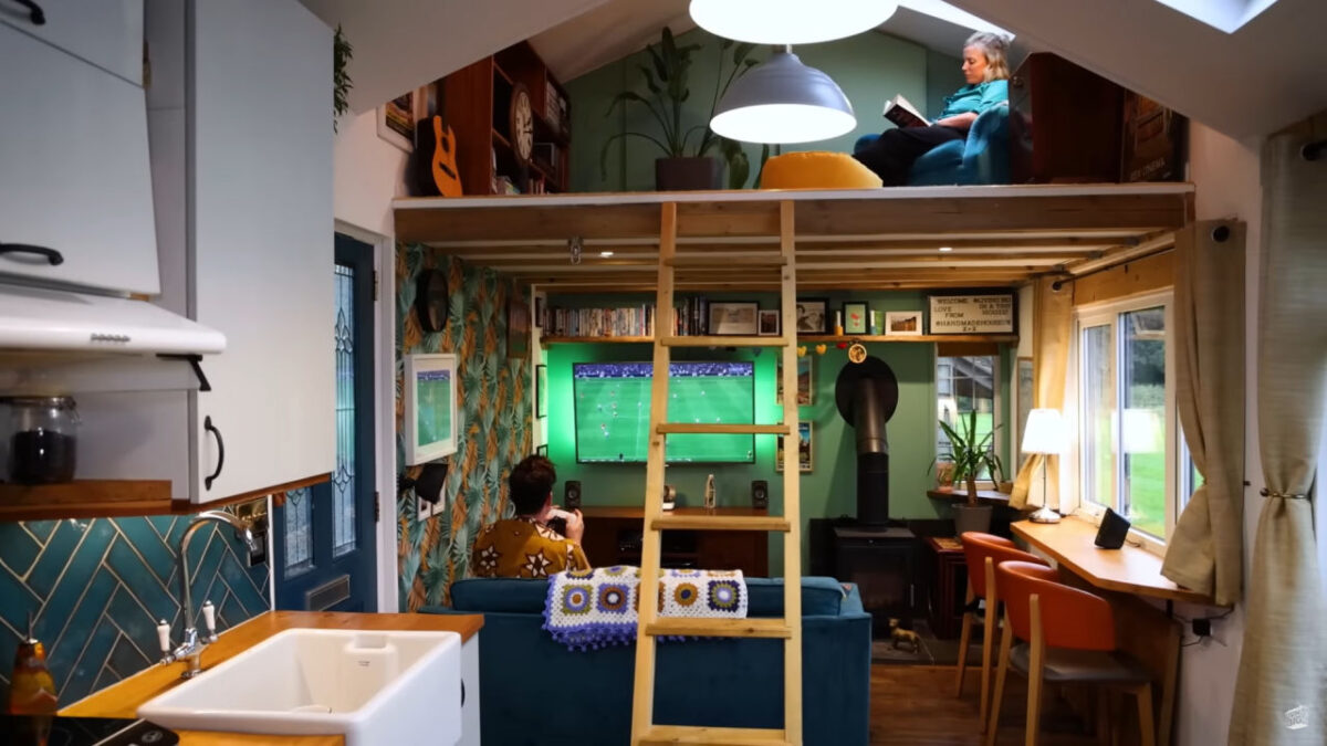 $42K Tiny House Boasts Mezzanine Lounge and Loft Bedroom