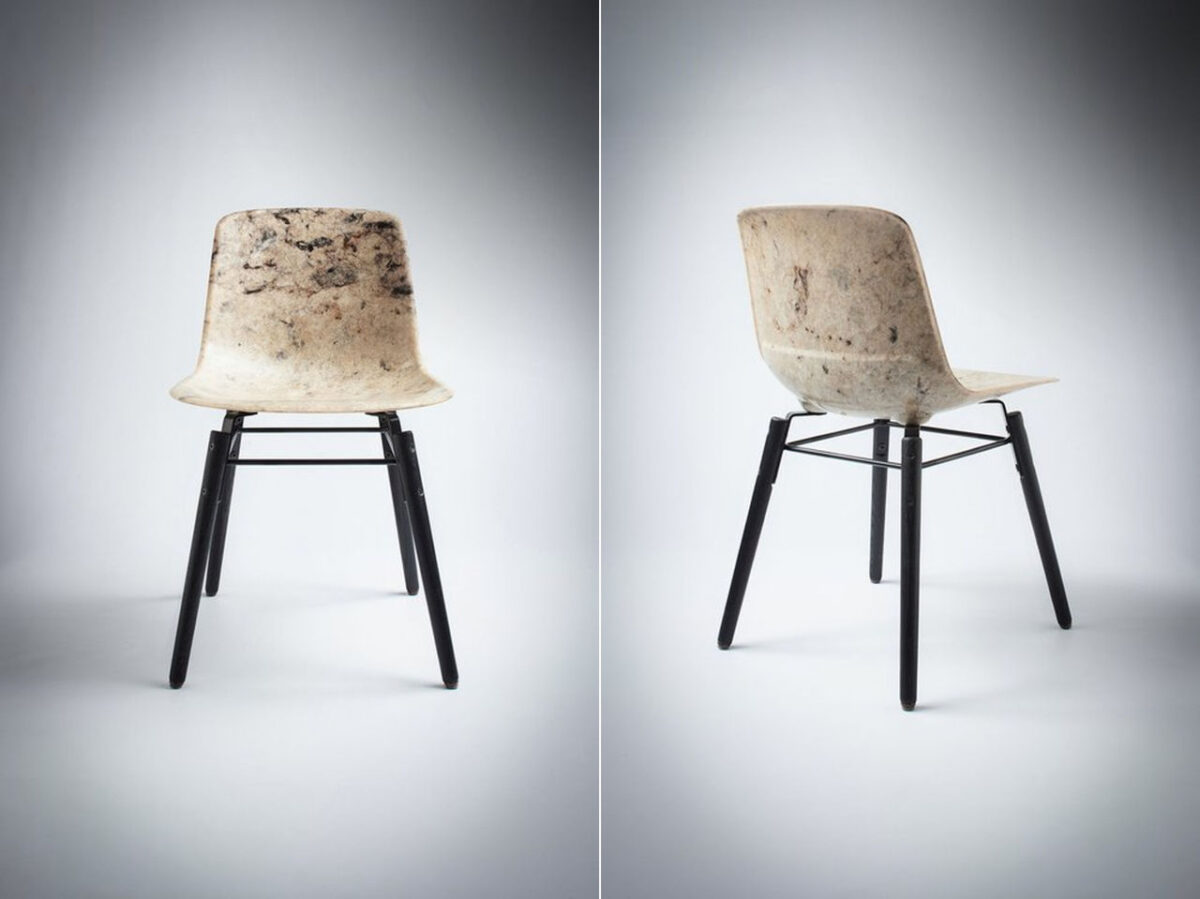 Hembury Chair has a Marbled Finish With Wool Composite Material