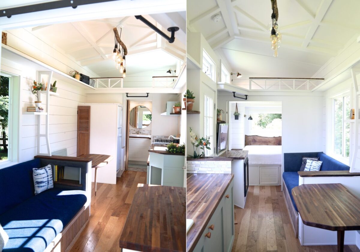 Homesteader Tiny House Packs 3 Bedrooms, Fireplace in 238sqft