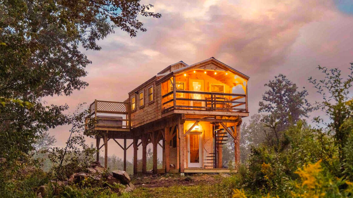 Riverbed Treehouse is Magical Tiny House With hot Tub, Sauna