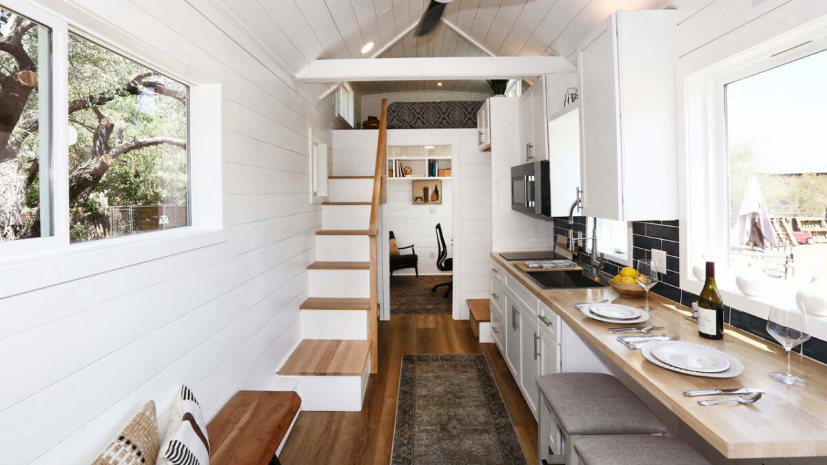 32ft SunDance Tiny House has Twin Lofts, Downstairs Flex Room