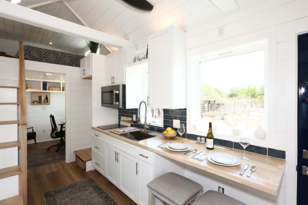 32ft SunDance Tiny House has Twin Lofts, Downstairs Flex Room