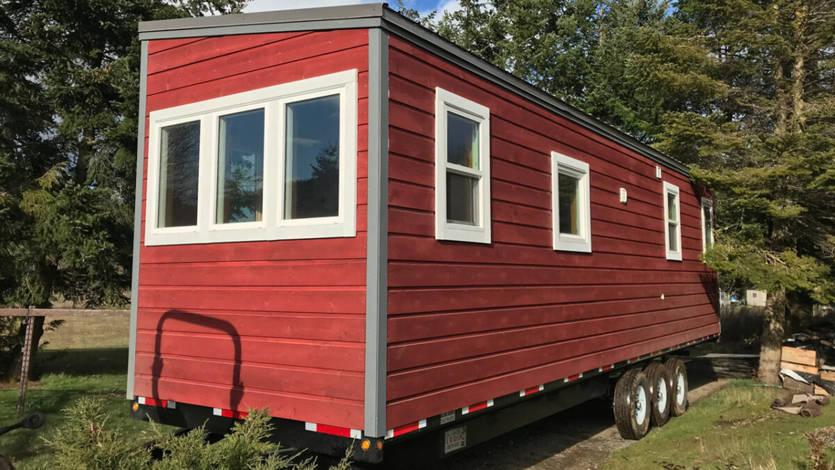 Big Red Tiny House Features Expansive Kitchen and Bathroom