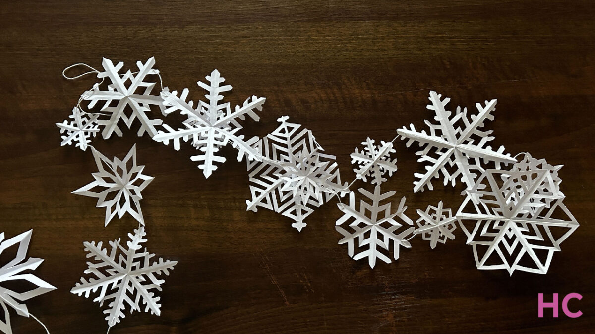 DIY Paper Snowflake Garland for Christmas, w/Pattern Template