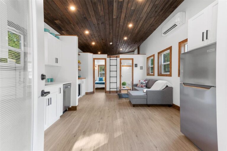 Hemlock Tiny House has Covered Patio and Rapturous Interior