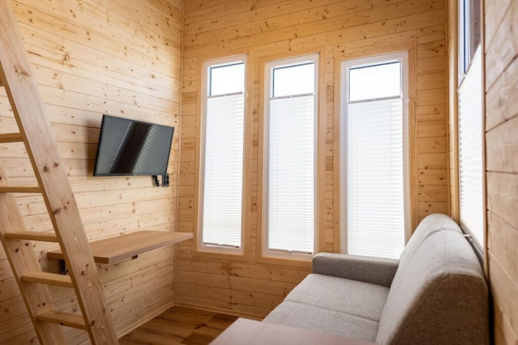 Langenberg Tiny House has Porch, Hidden Loft in Loft Bedroom