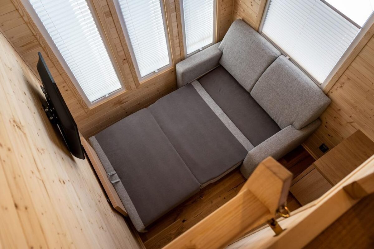 Langenberg Tiny House has Porch, Hidden Loft in Loft Bedroom