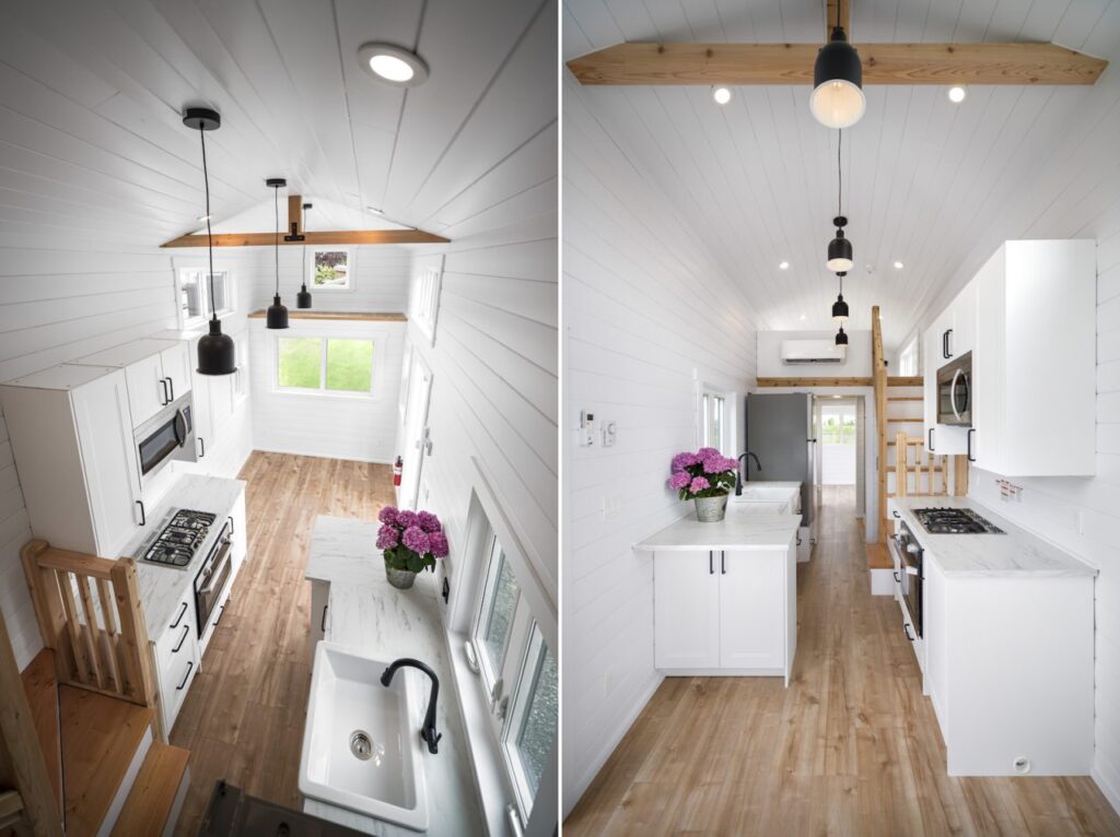 Mint Loft Tiny House is Long, White, and Tailored for a Small Family