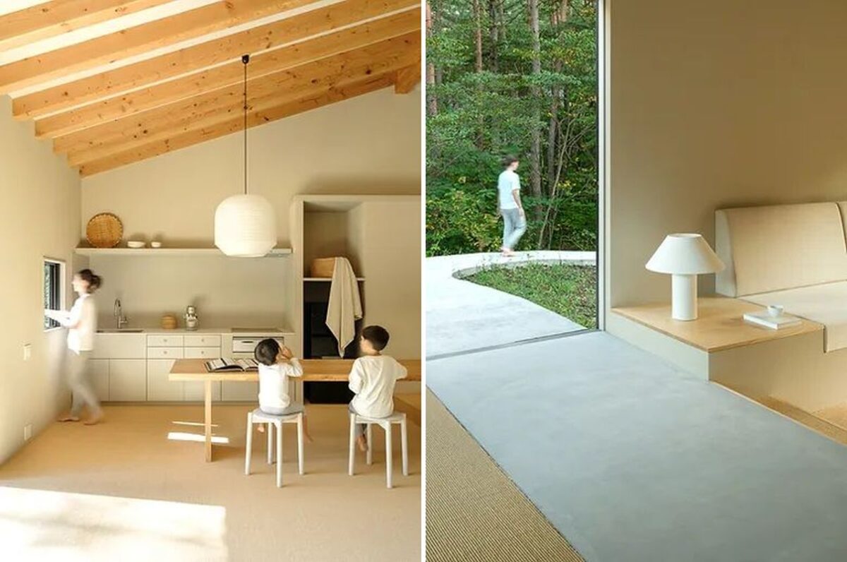 Weekend House in Japan Features Corridor Extending Into Woods