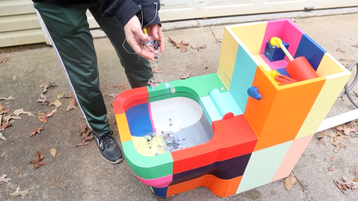 LEGO-Inspired Colorful 3D Printed Plastic Toilet With Wheels