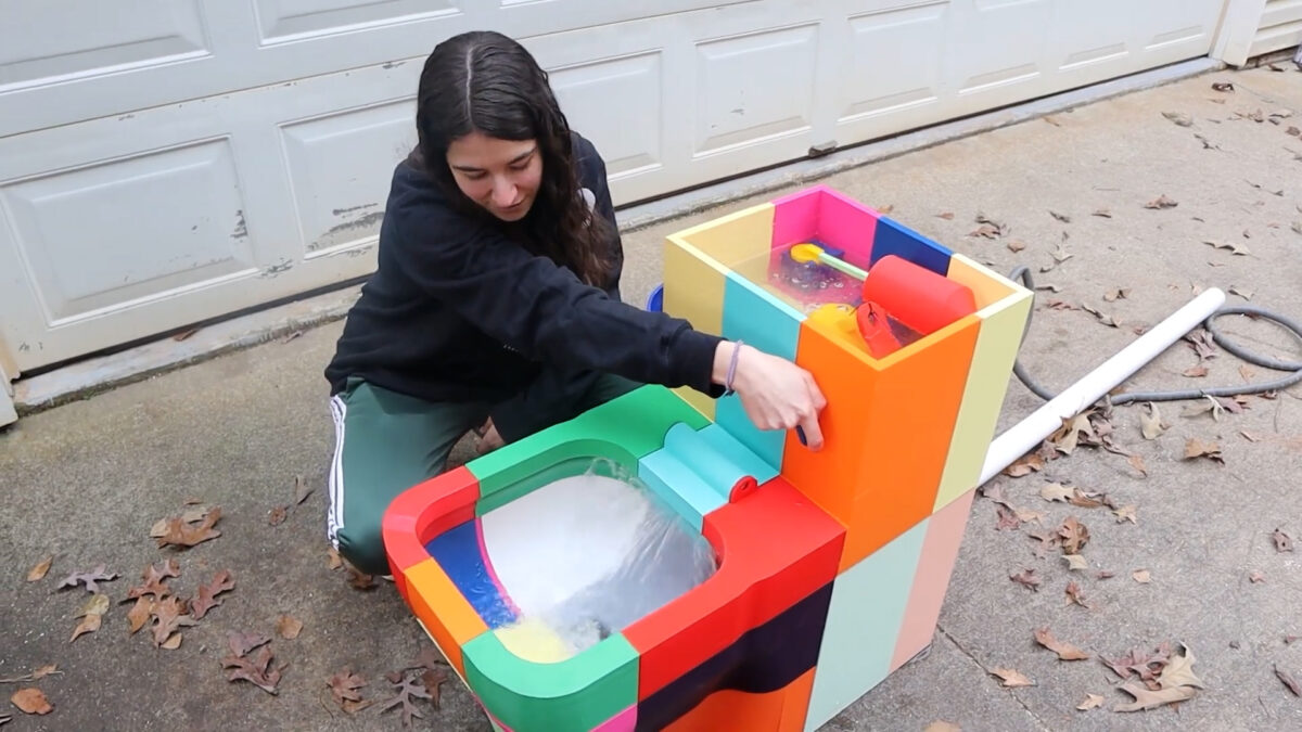 LEGO-Inspired Colorful 3D Printed Plastic Toilet With Wheels
