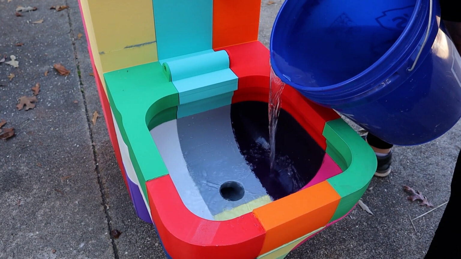 LEGO-Inspired Colorful 3D Printed Plastic Toilet With Wheels