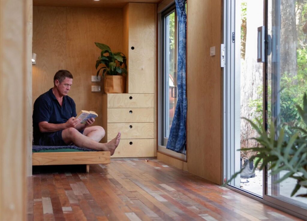 Booderee Tiny House Flaunts Twin Lofts and Sunken Living Room