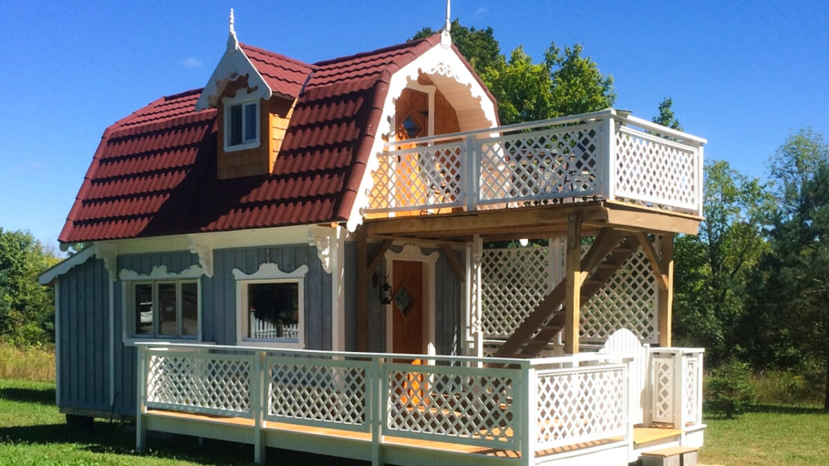 Double Deck Tiny House has Balcony & Porch on Separate Levels