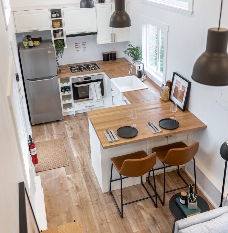 Everest Gooseneck Tiny House Layout Includes U-Shaped Kitchen