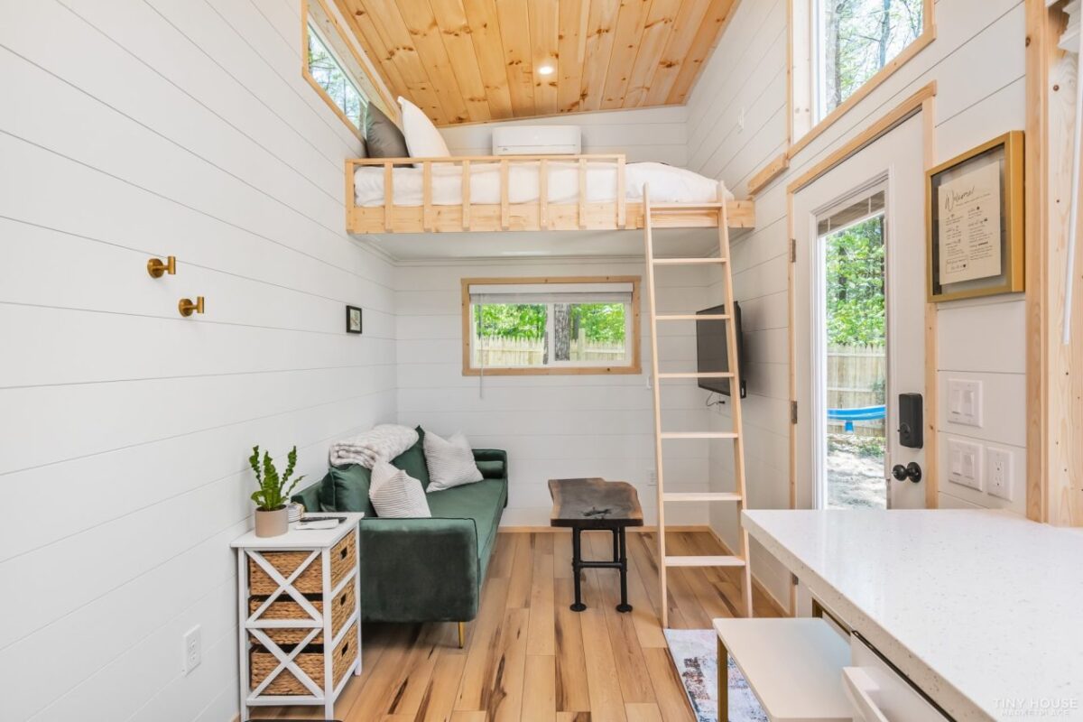Green Monster Tiny House has Twin Lofts, Gourmet Kitchen