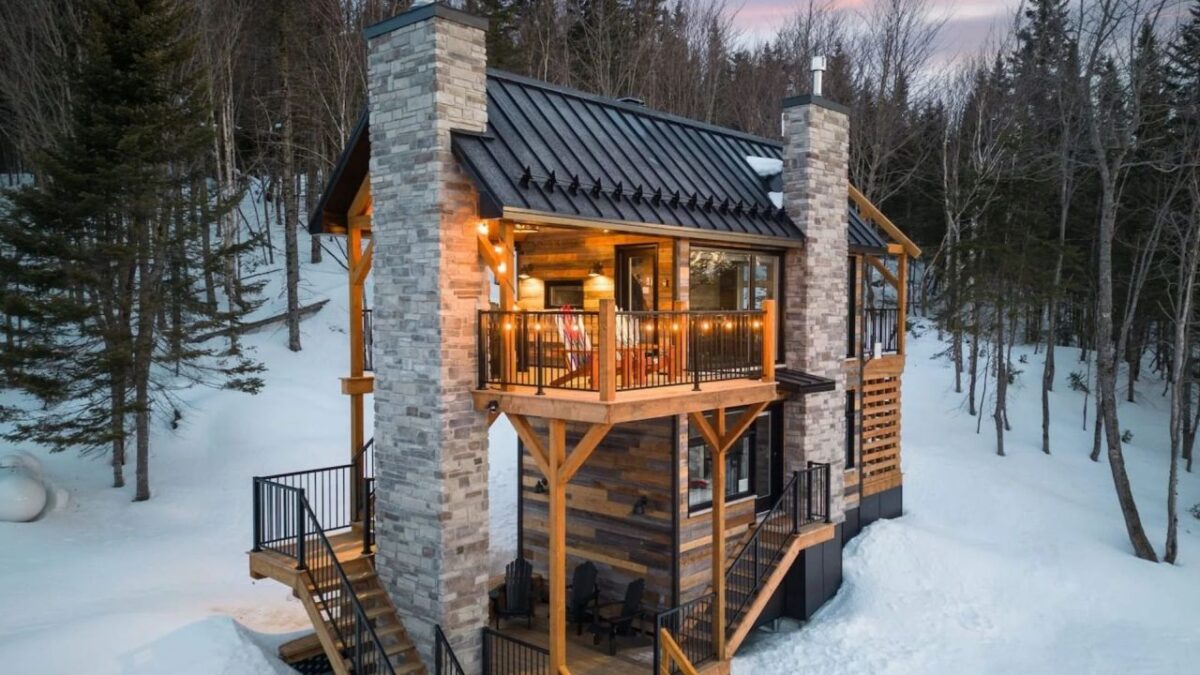 Le Chamonix Tiny House Features Rustic Wood and Stone Façade