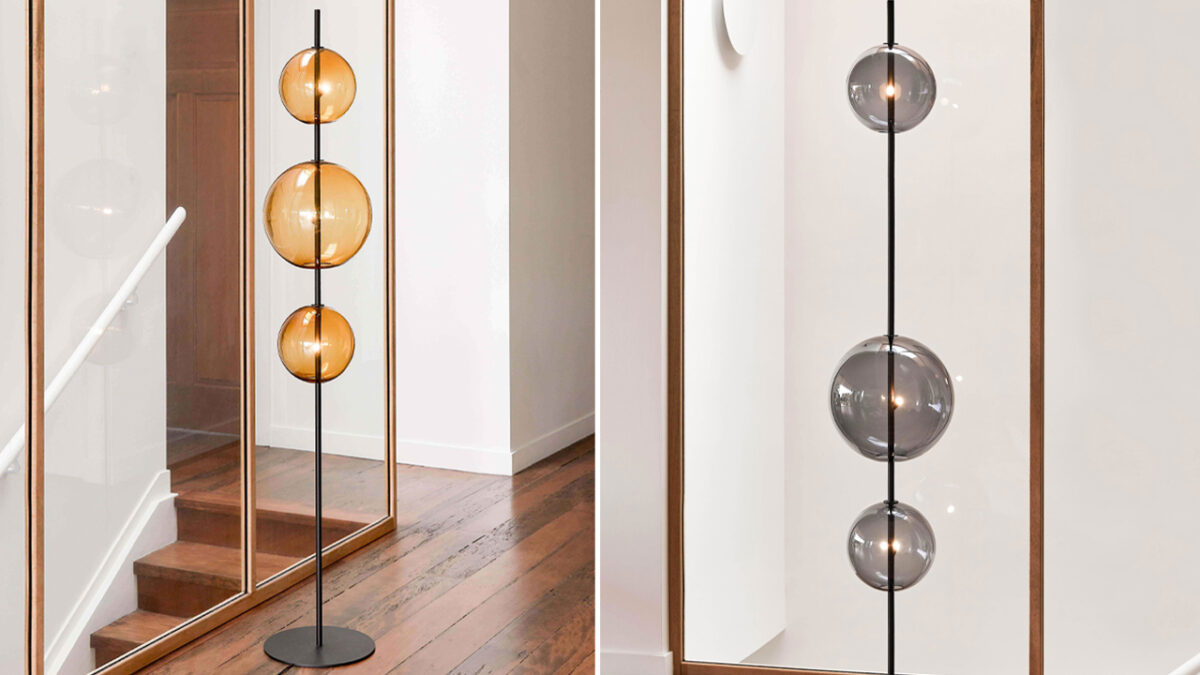 Point Floor Lamp has Hand-Blown Modular Glass Lampshades