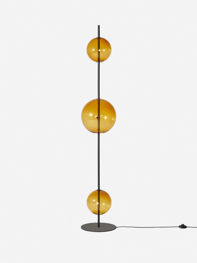 Point Floor Lamp has Hand-Blown Modular Glass Lampshades