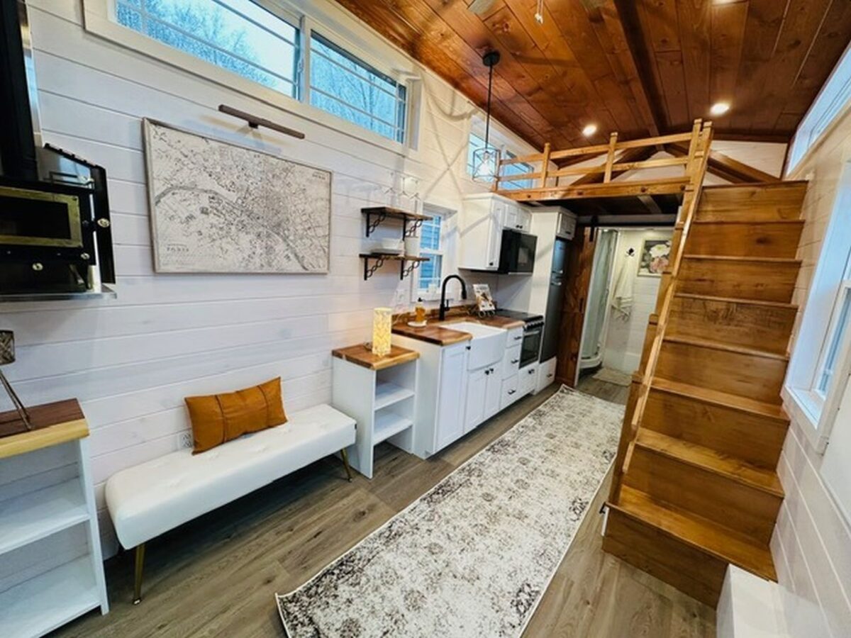 Cottage Tiny House has Dual Lofts, Ground-Floor Bedroom