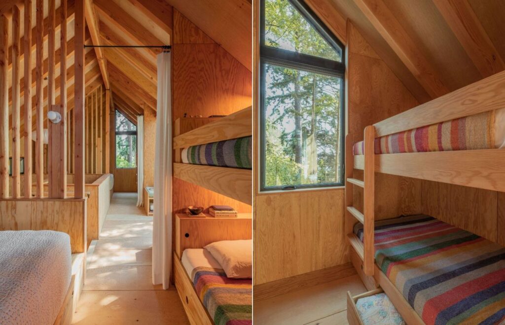 Bunkhouse is Two-Story Modern Log Cabin With Gaping Skylight