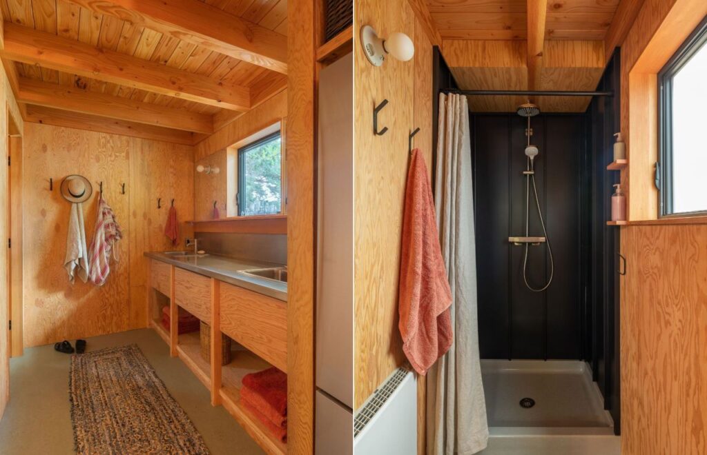 Bunkhouse is Two-Story Modern Log Cabin With Gaping Skylight