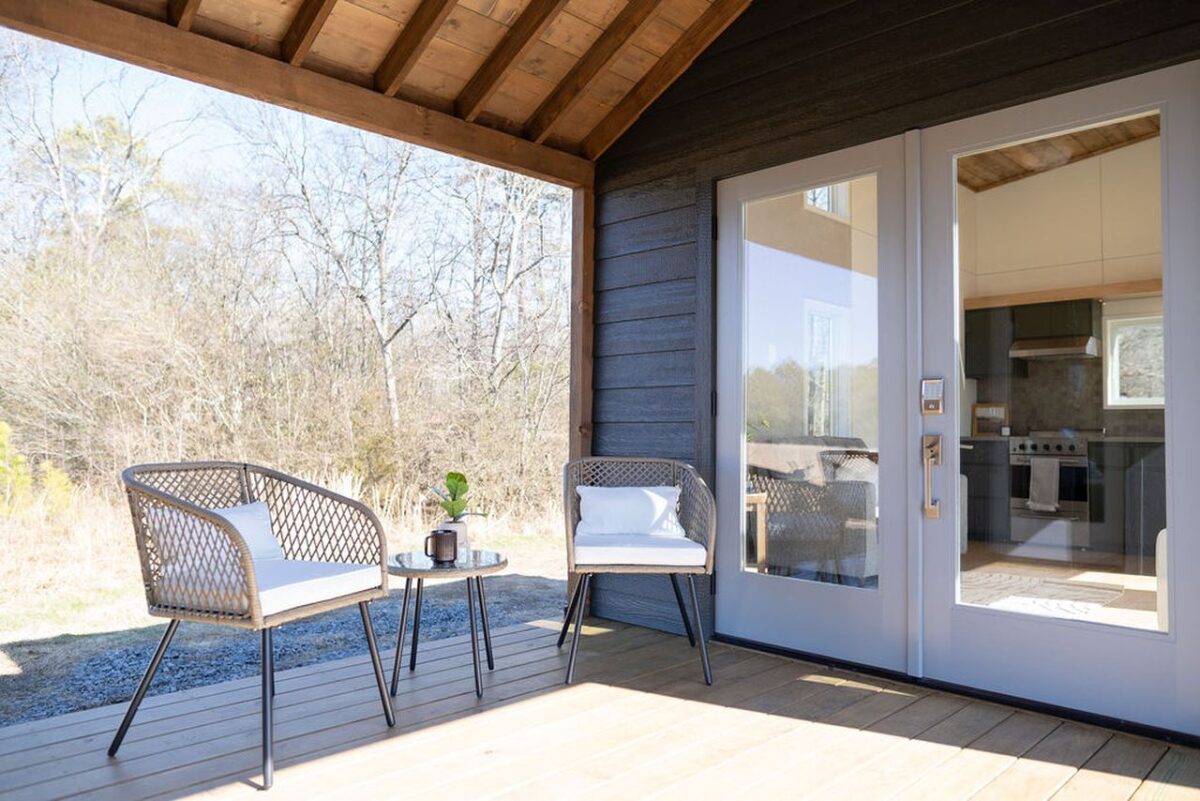 Pisgah Tiny House has 10ft Porch That Partitions Two Living Units