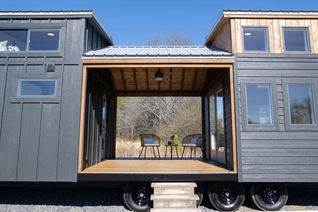 Pisgah Tiny House has 10ft Porch That Partitions Two Living Units