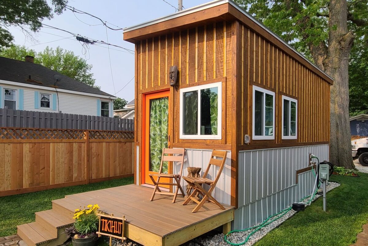 Tiki Hut Tiny House Boasts Nostalgic Color Palette