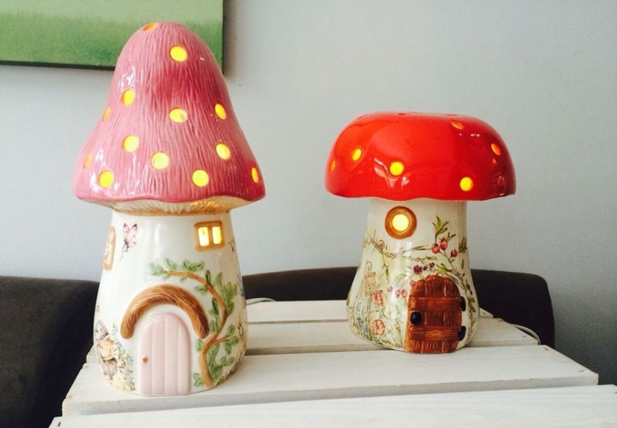 Mushroom Toadstool Lamp Tells Lore of Elves and Fairies