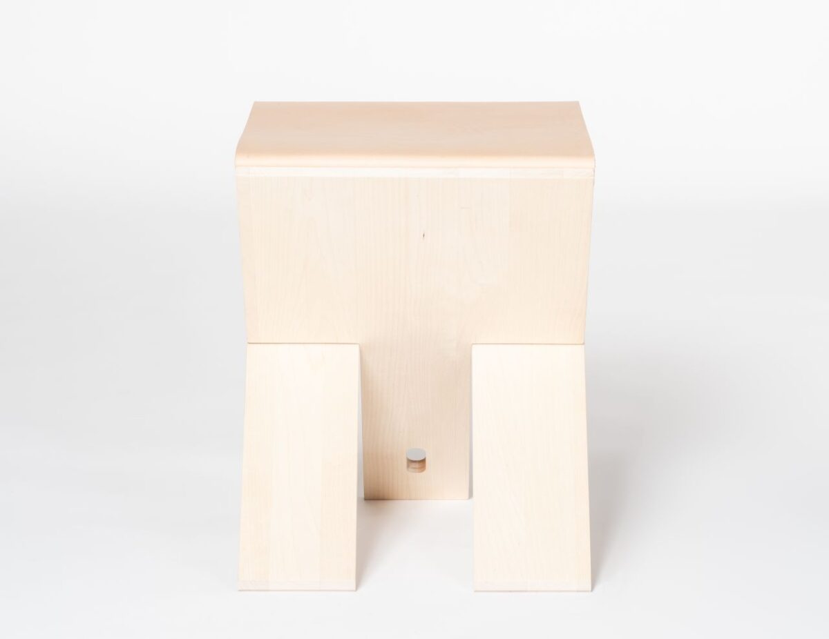Verk Stool With Unique X Legs and Leather Seat Collapses Flat