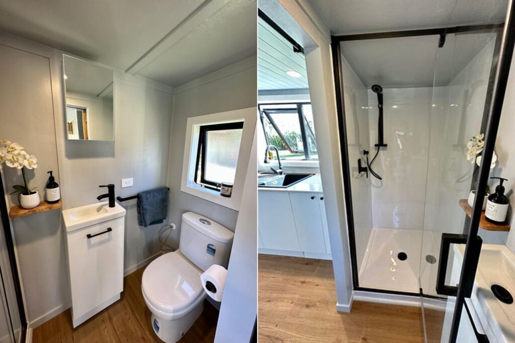 August Tiny House Flaunts Double Lofts And Outdoor Shower