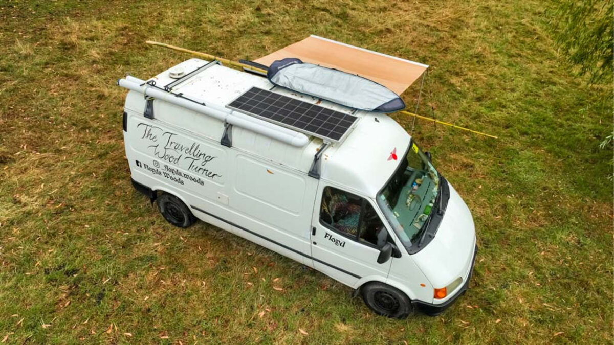 Woodworker Turns '98 Ford Transit Into Van Home Etched With Wood Crafts