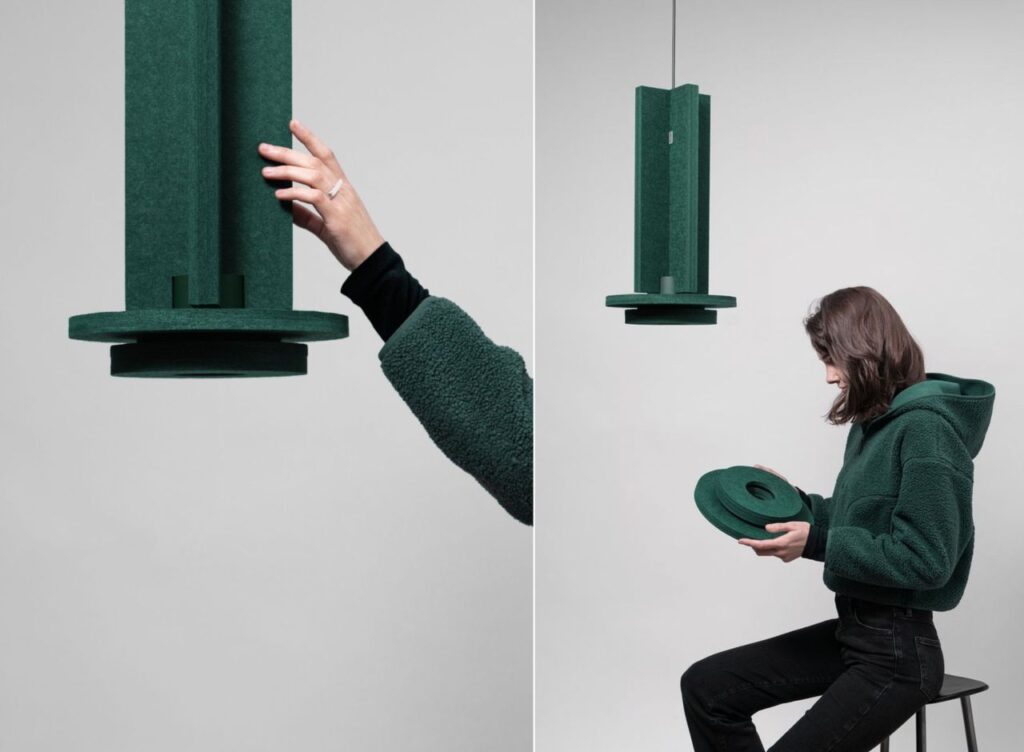 Jeffrey Lamp Serves Duality With Sound-Absorbing, Bright Geometry