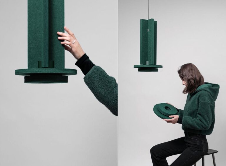 Jeffrey Lamp Serves Duality With Sound-Absorbing, Bright Geometry